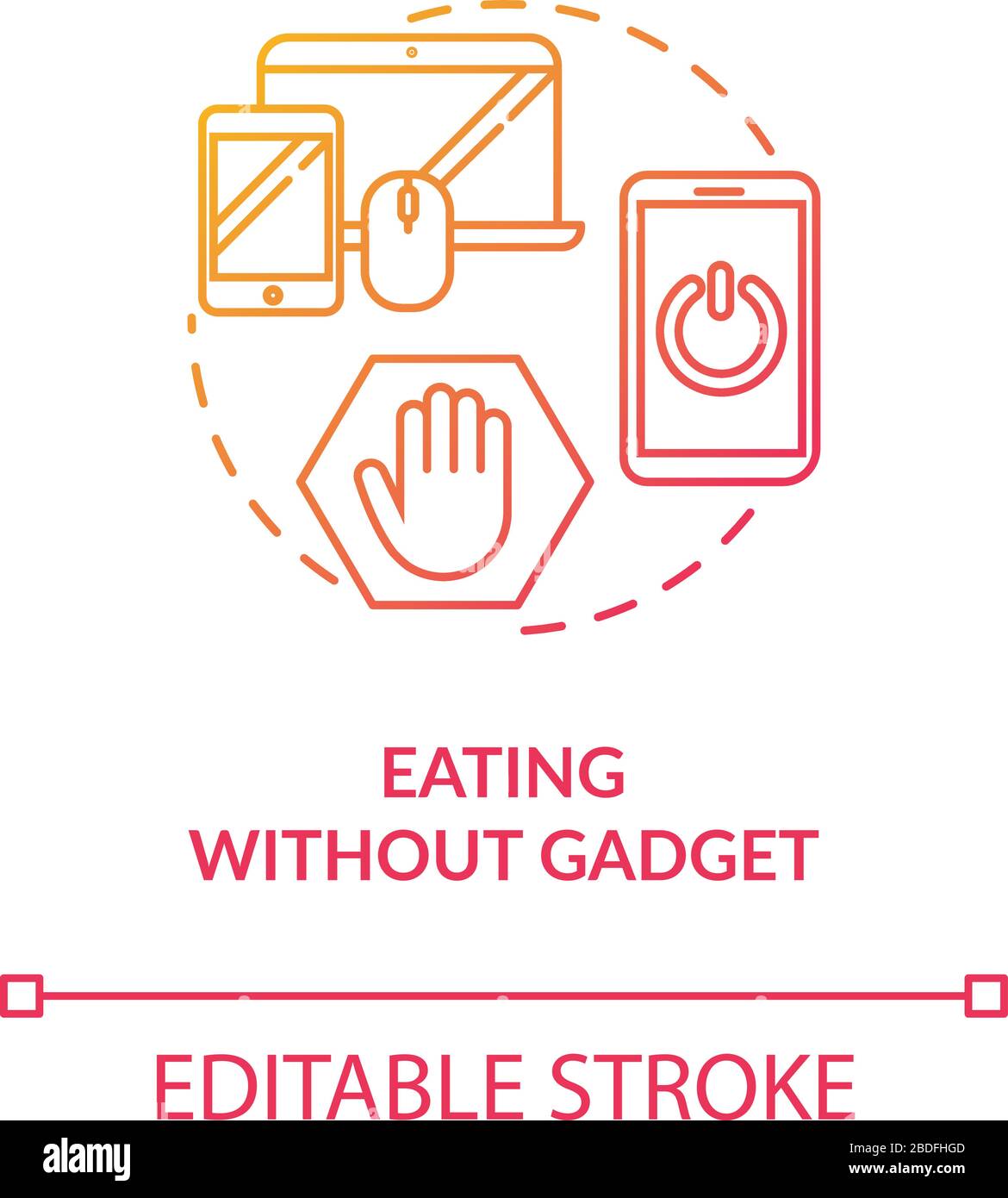 Eating without gadget concept icon. Conscious nutrition idea thin line ...