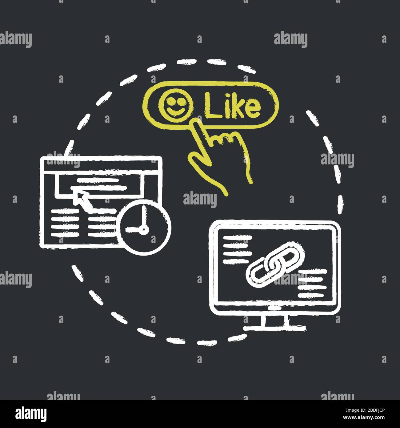 Brand awareness chalk RGB color concept icon. Company value and ...