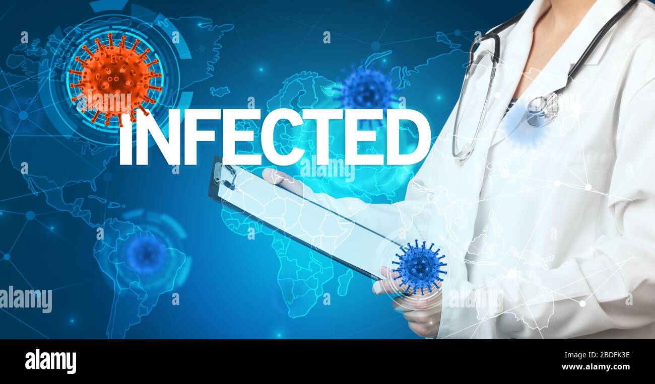 Doctor fills out medical record with INFECTED inscription, virology ...
