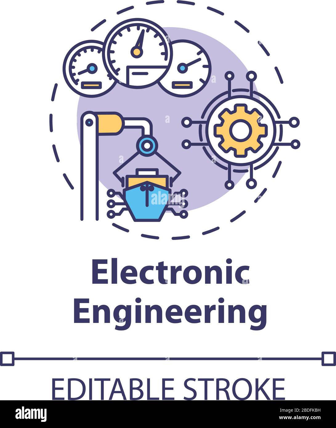 Electronic engineering concept icon. Ship devices maintenance. Boat in ...