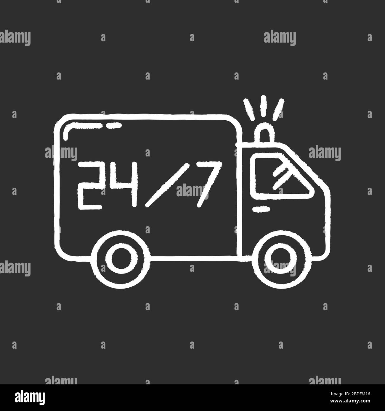 24 7 hour delivery chalk white icon on black background. Fast twenty ...