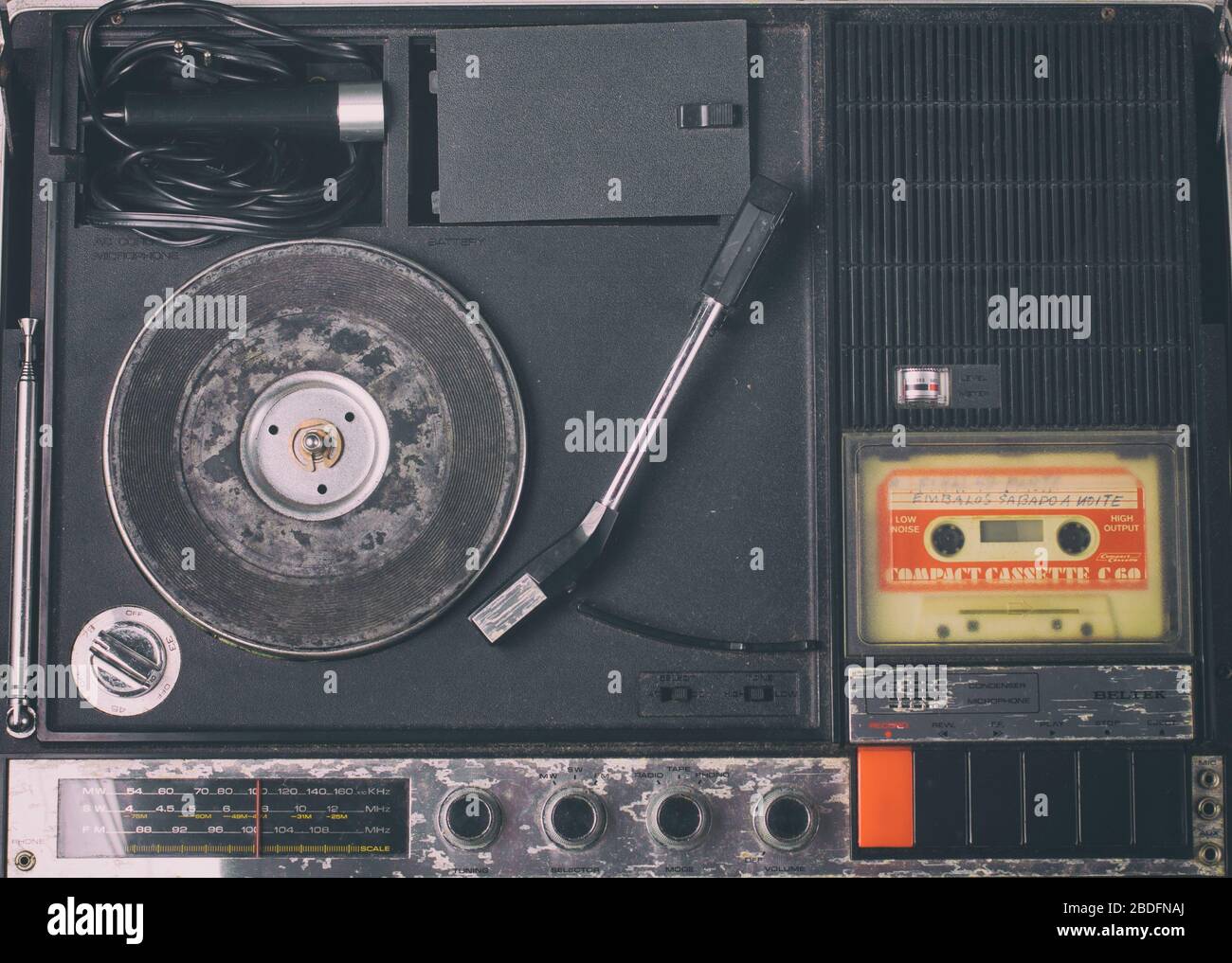 Old record player with radio and tape player Stock Photo - Alamy