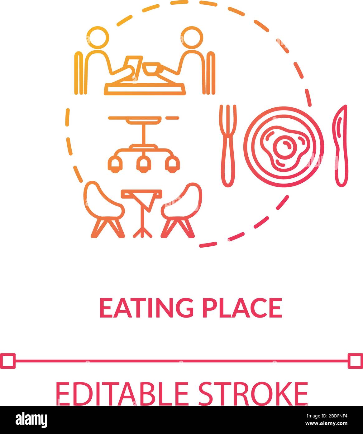 Eating place concept icon. Conscious nutrition idea thin line ...