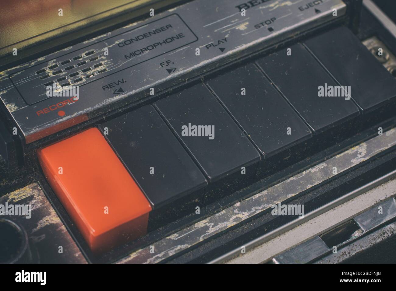 Old Rec Button, rew, ff, play, stop and eject Stock Photo - Alamy