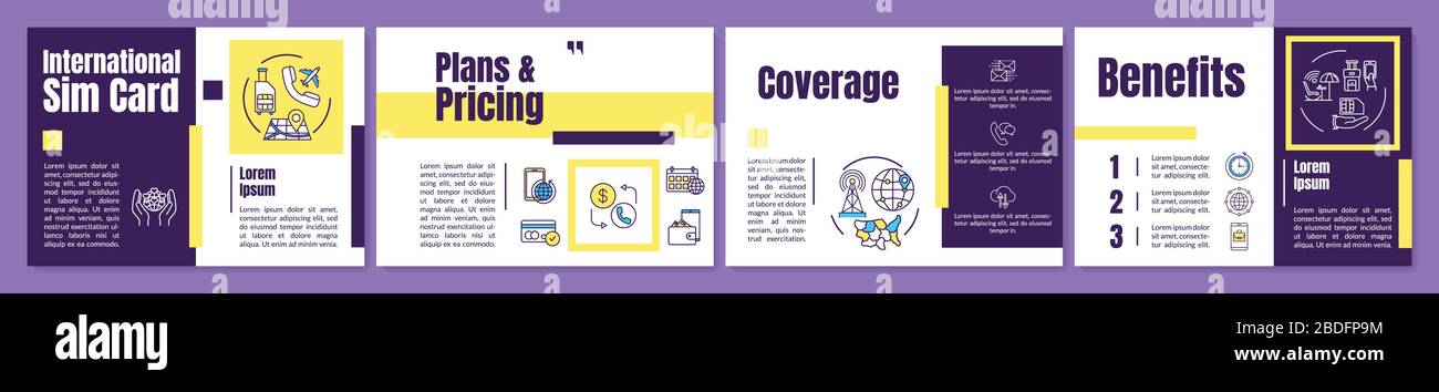 World SIM brochure template. Tariff, international SIM card benefits ...