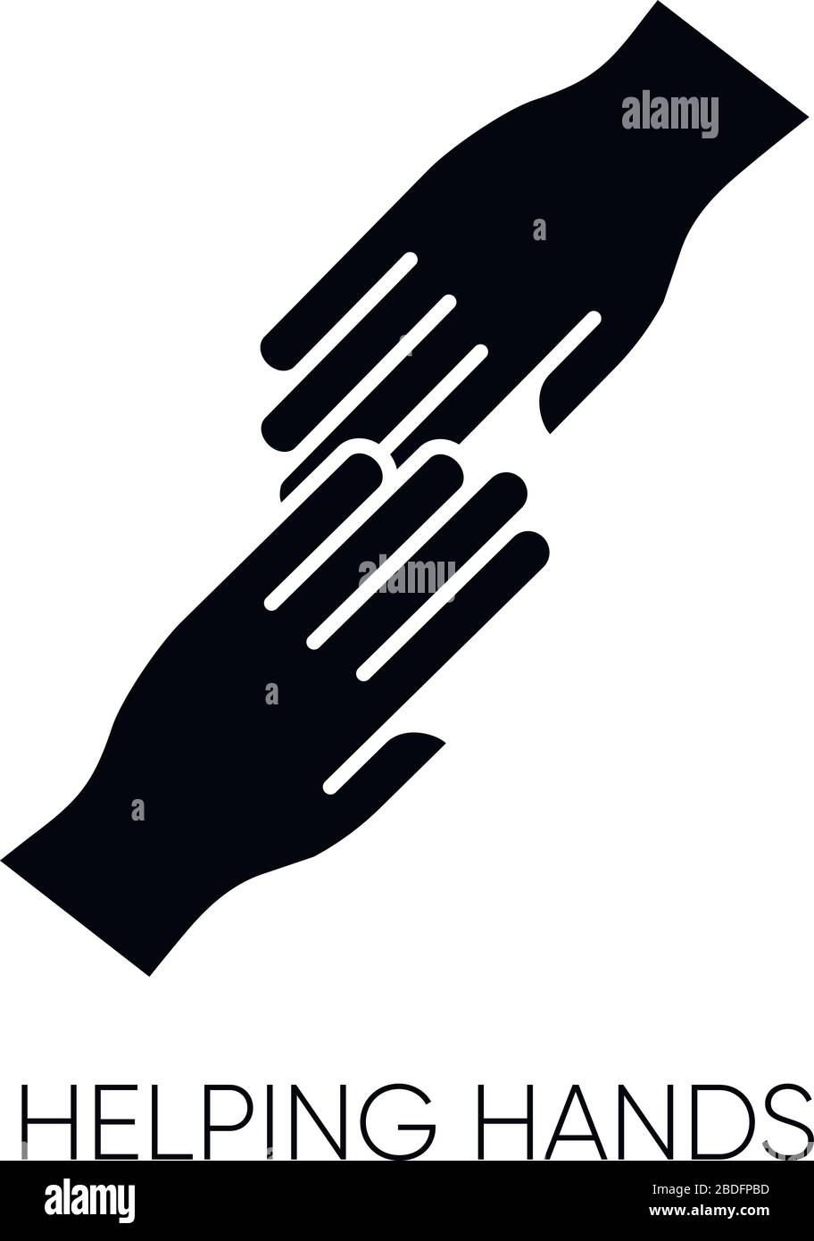 Helping hand black glyph icon. Friendly support, friends assistance ...