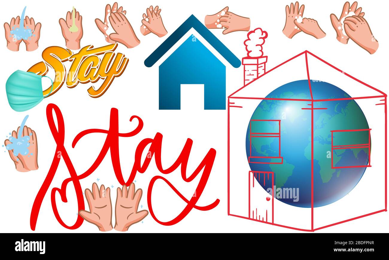 Stay Home and with safe and care of your family with hand washed Stock ...