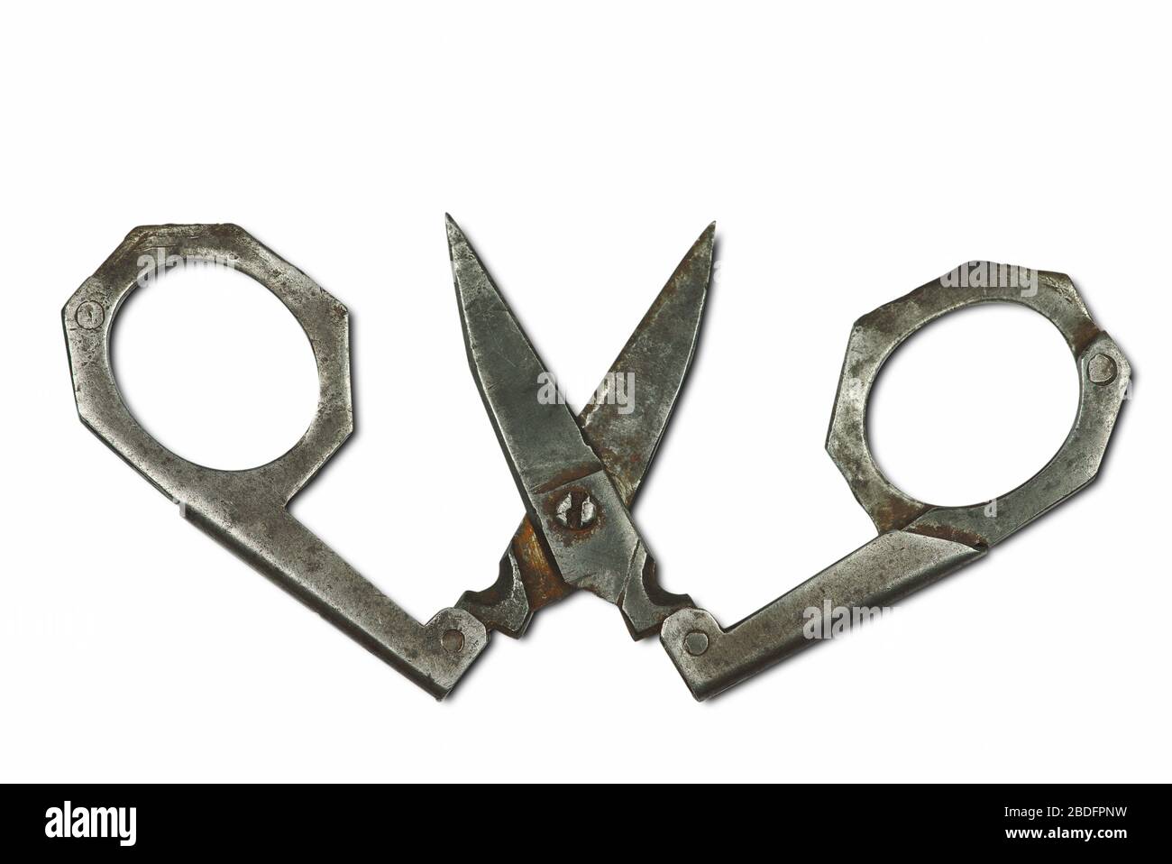 old collection scissors cut out on white background Stock Photo - Alamy