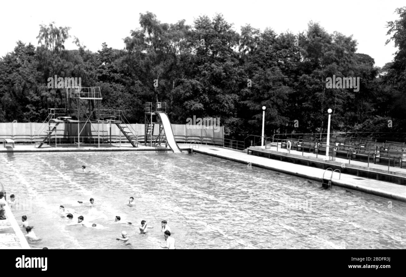 Trentham, Park Swimming Pool c1955 Stock Photo - Alamy