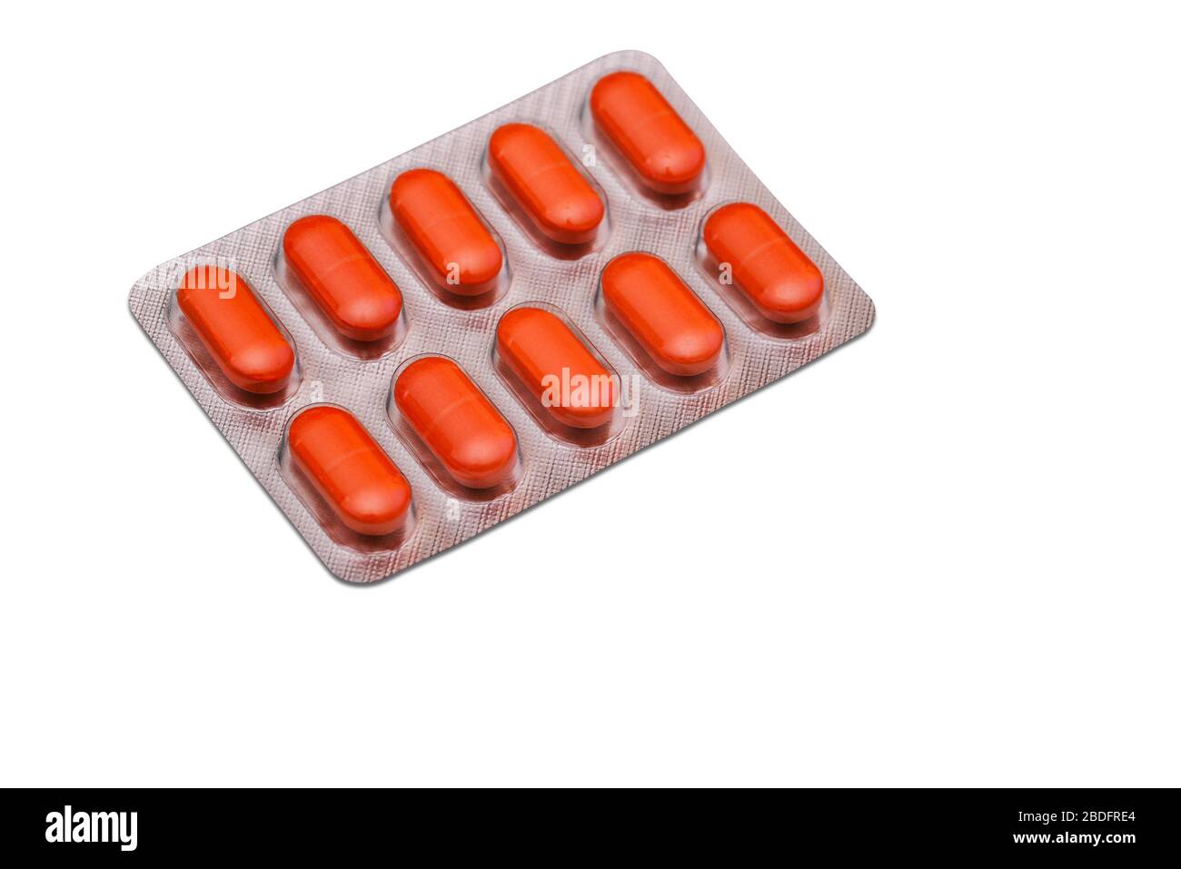 Pills in pack isolated on white background. A drug for the treatment of ...