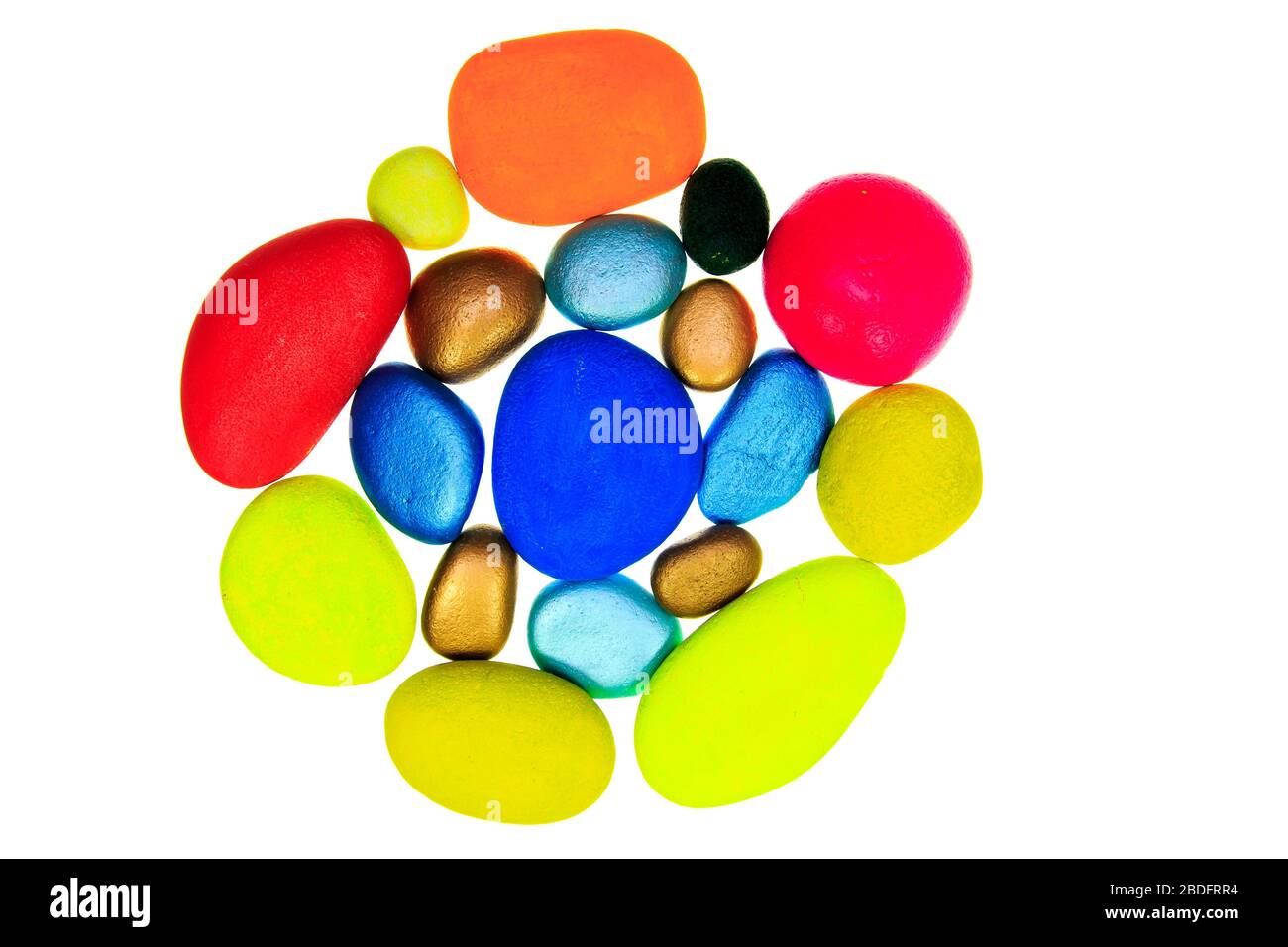 Group of multi coloured stones isolated on a white backgroiund Stock ...