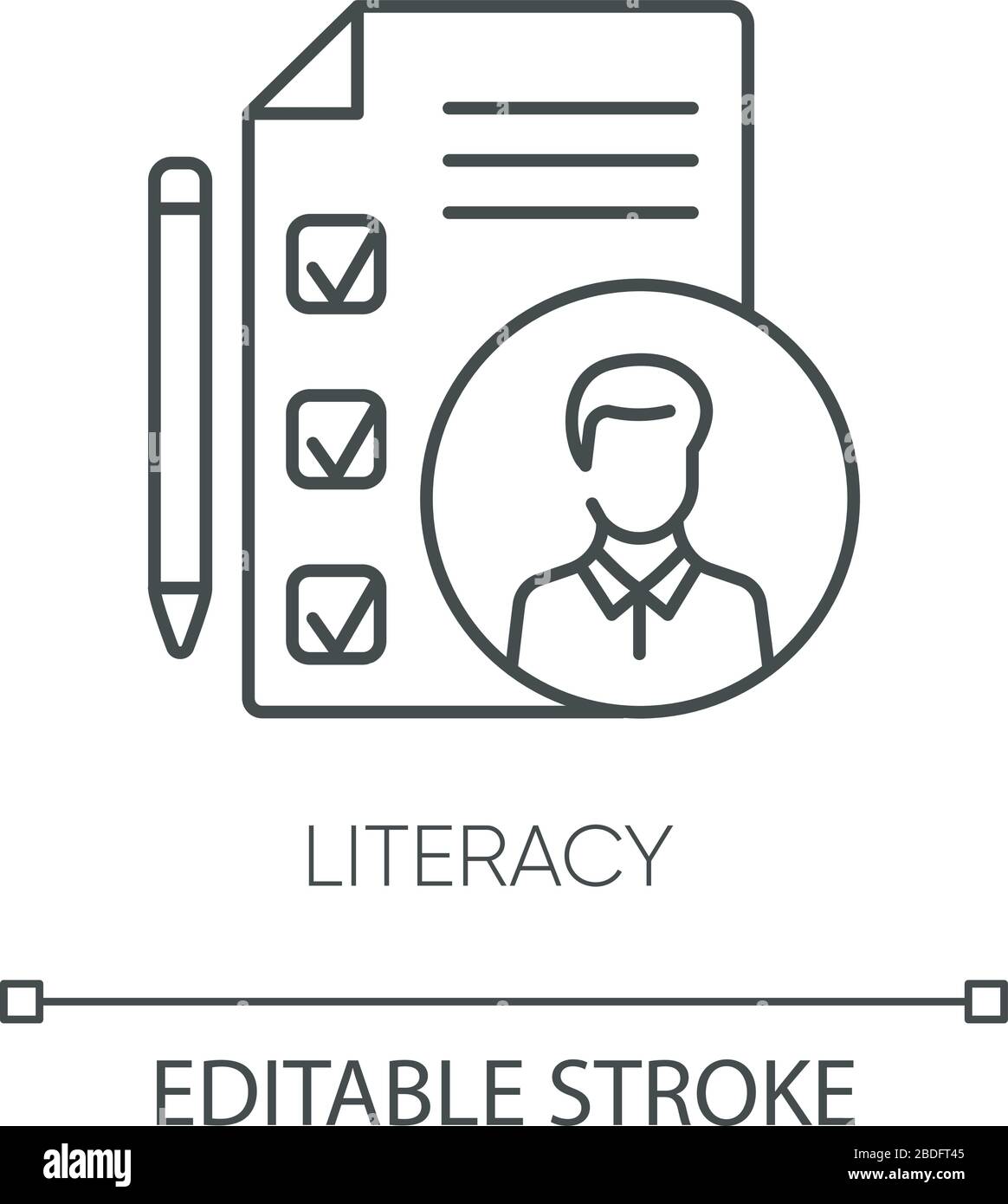 Literacy pixel perfect linear icon. Thin line customizable illustration ...
