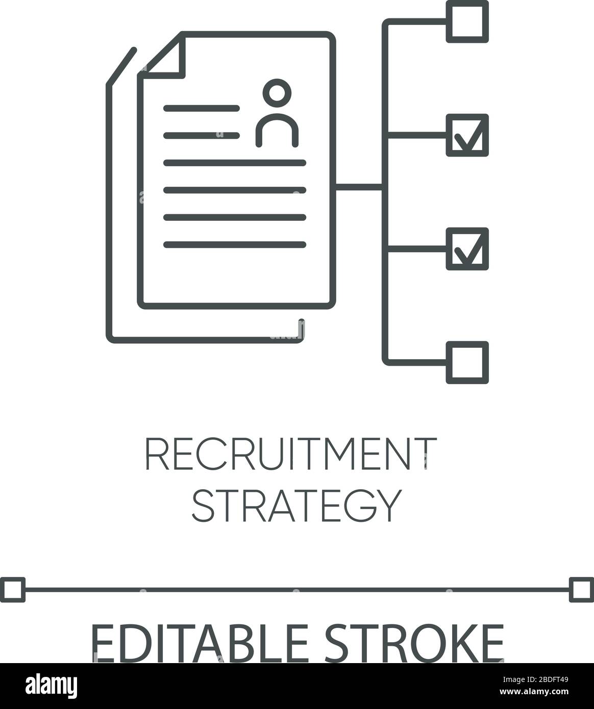 Recruitment strategy pixel perfect linear icon. Thin line customizable ...