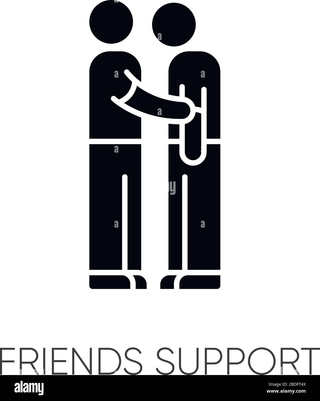 Friends support black glyph icon. Friendly help, assistance. Friendship ...