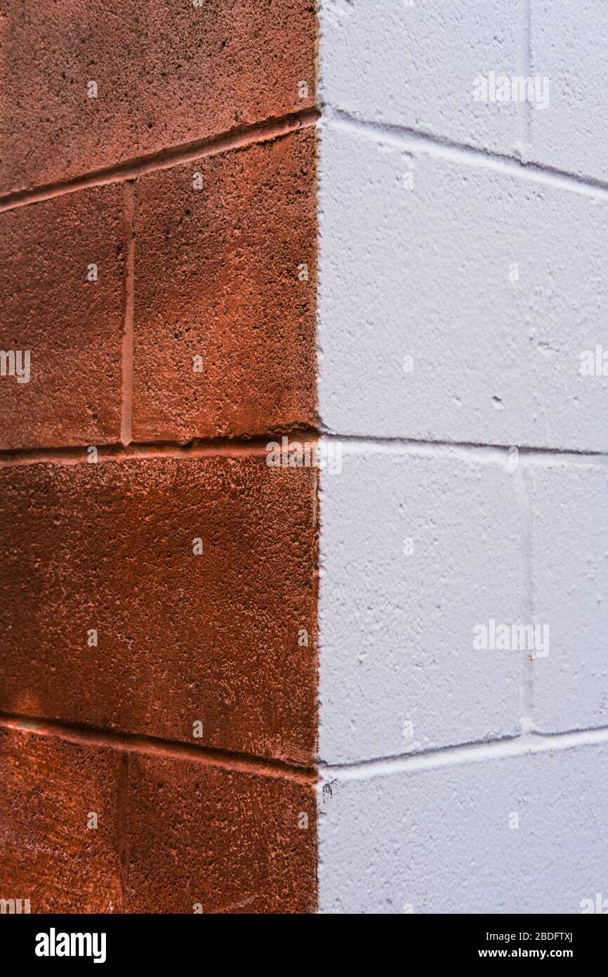Exterior corner of painted brick walls, close up Stock Photo - Alamy