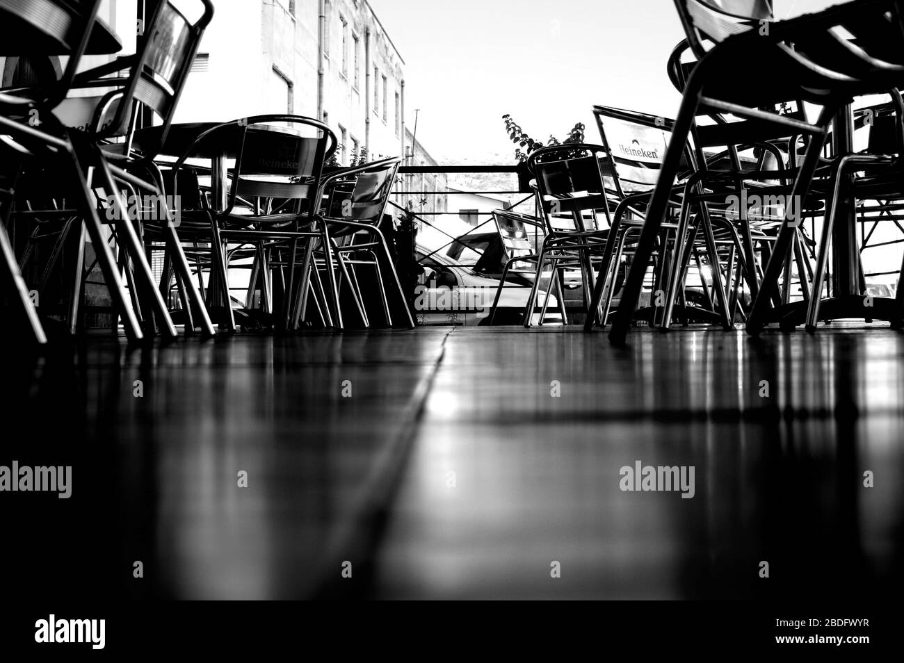 Interior classic restaurant empty tables Black and White Stock Photos ...