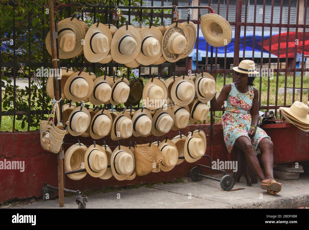 Hat vendor in Calleton Hamel, Havana, Cuba Stock Photo - Alamy