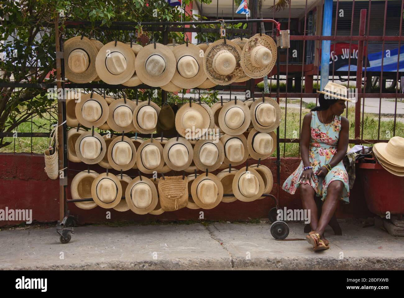 Hat vendor in Calleton Hamel, Havana, Cuba Stock Photo - Alamy