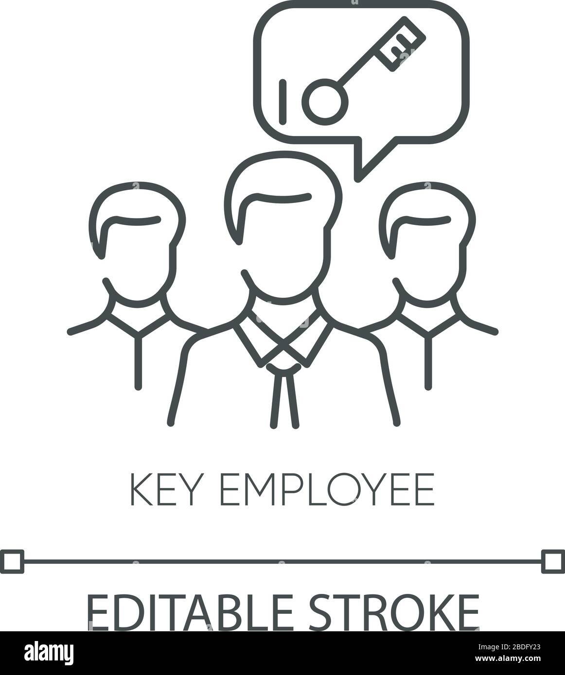 Key employee pixel perfect linear icon. Thin line customizable ...