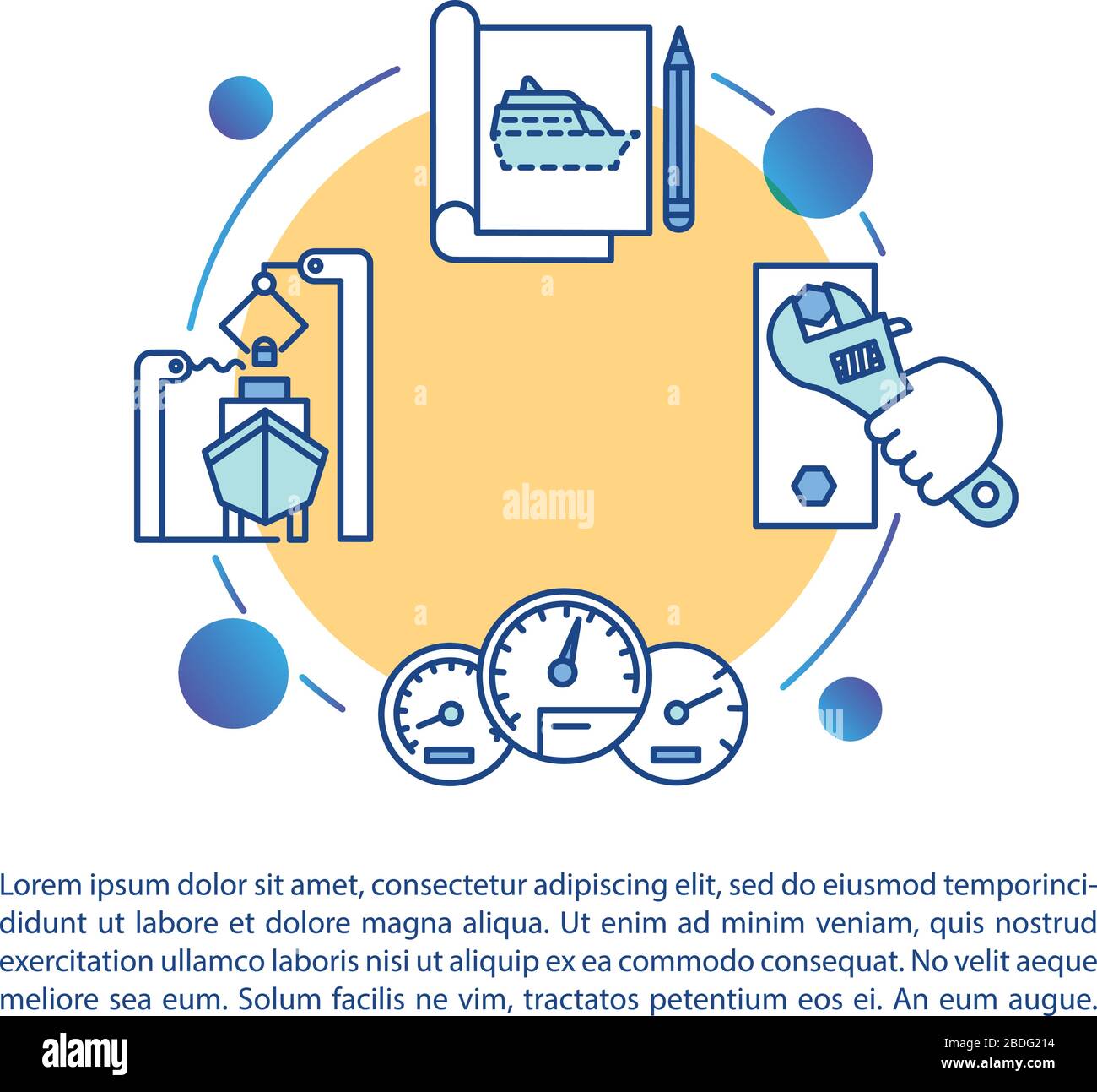 Naval architecture concept icon with text. Boat construction. Ship ...