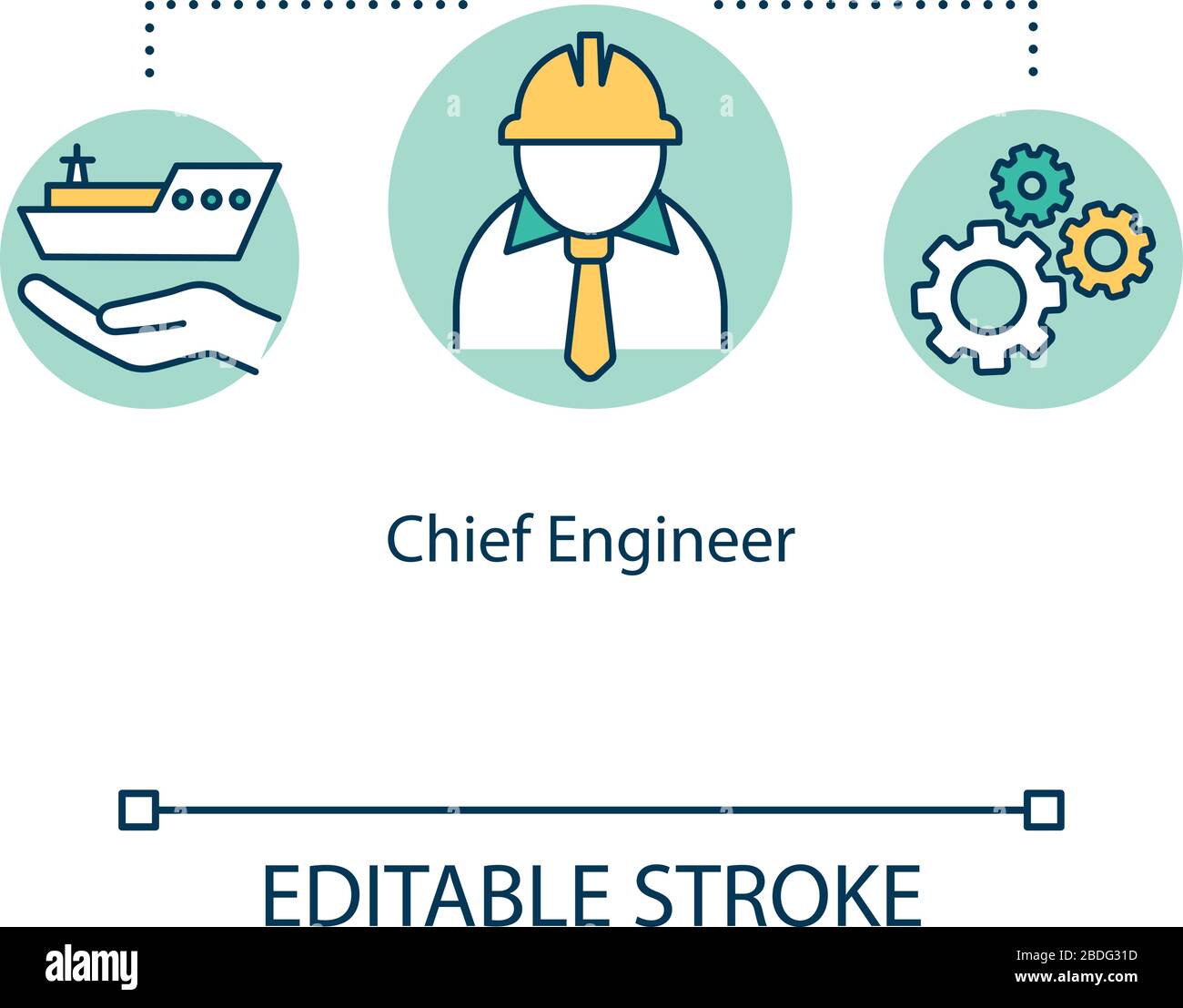 Chief engineer concept icon. Sailor career on ship. Offshore work with ...