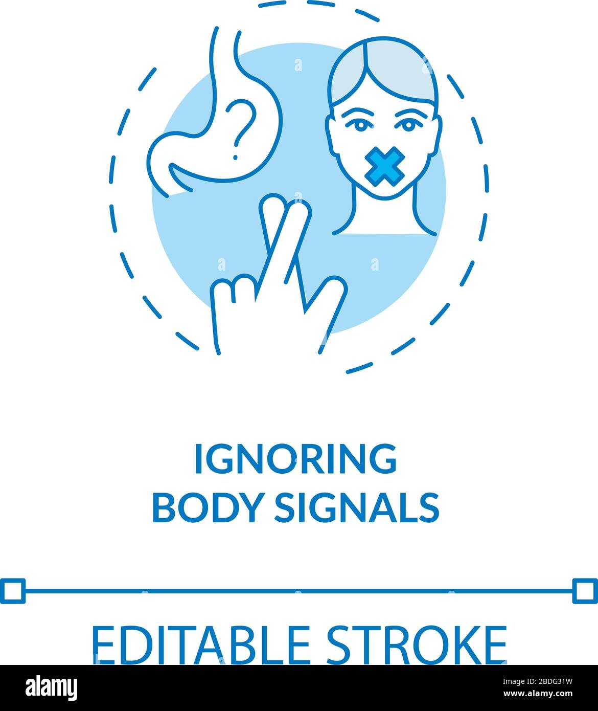 Ignoring body signals concept icon. Mindful eating, conscious nutrition ...