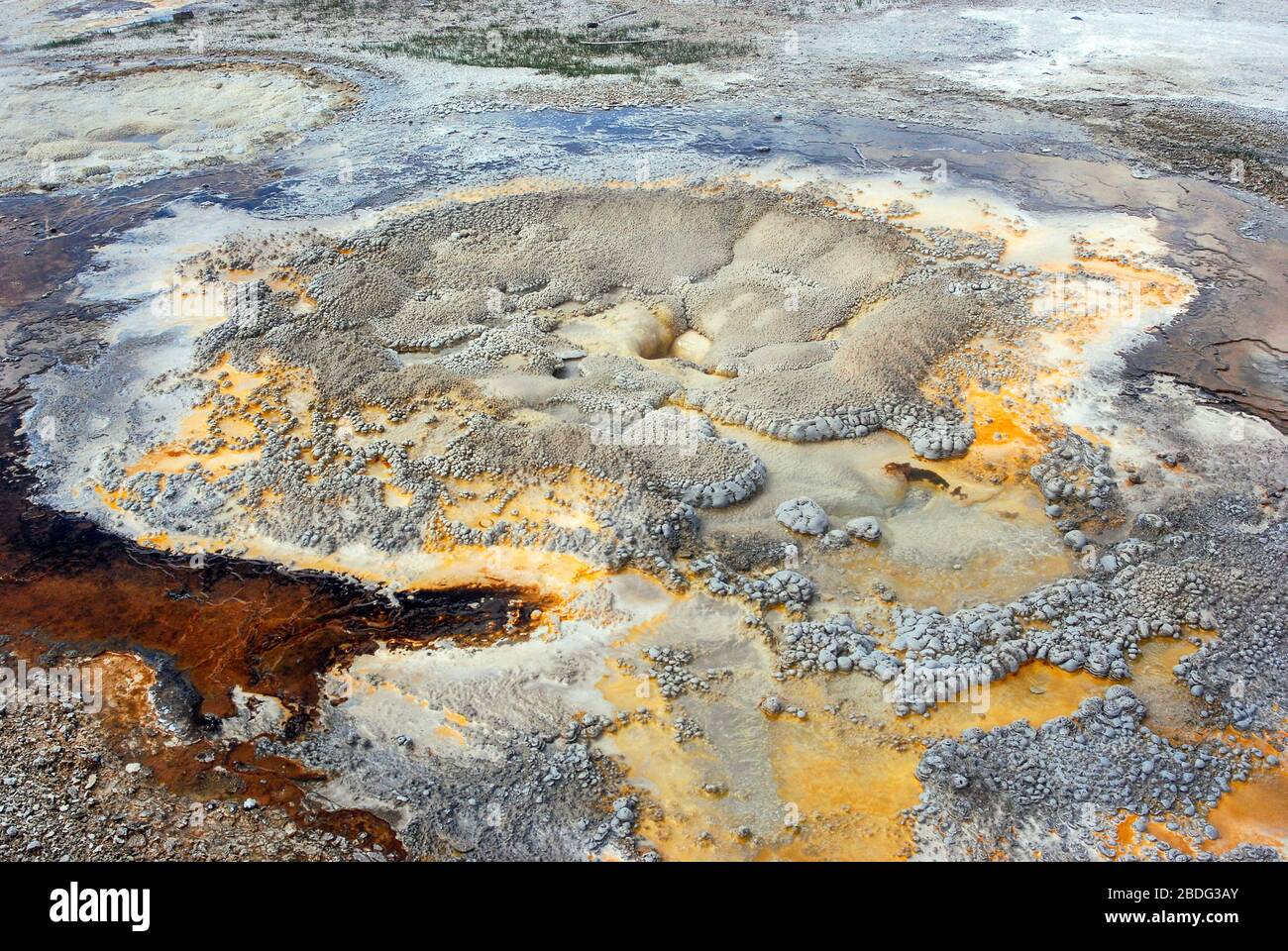 Closeup of the colors and textures produced by extremophile bacteria ...