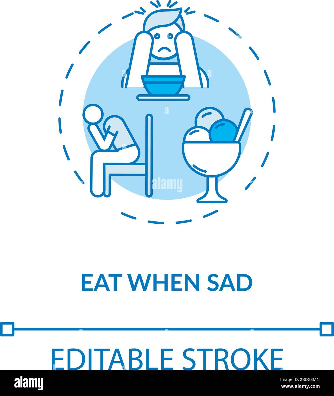 Eat when sad concept icon. Emotional eating, mindless nutrition idea ...
