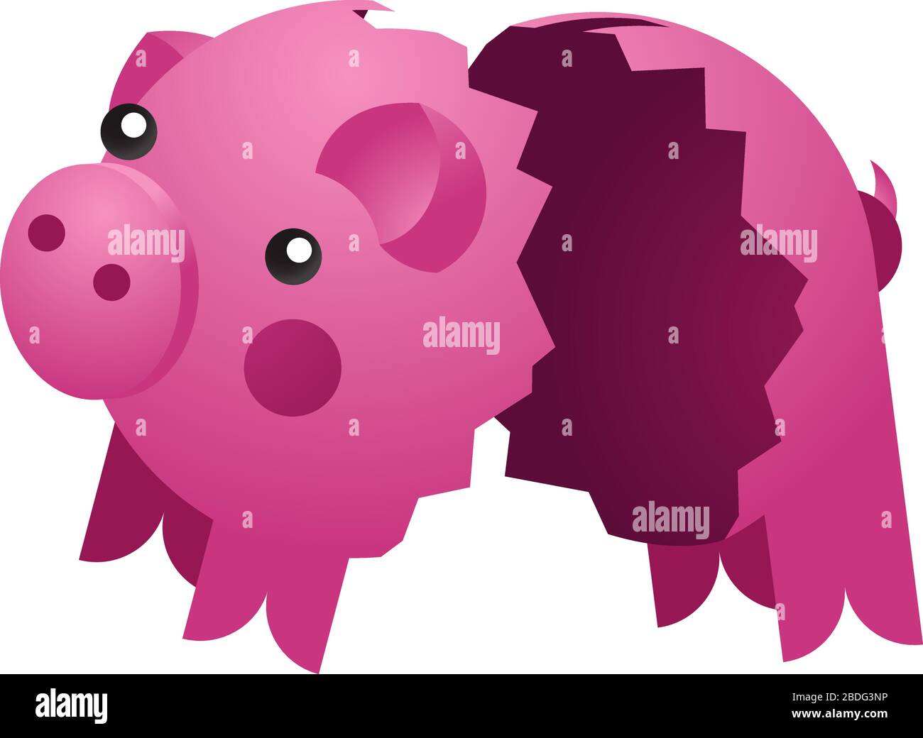 Empty broken ceramic pig bank. Vector Illustration Stock Vector Image ...