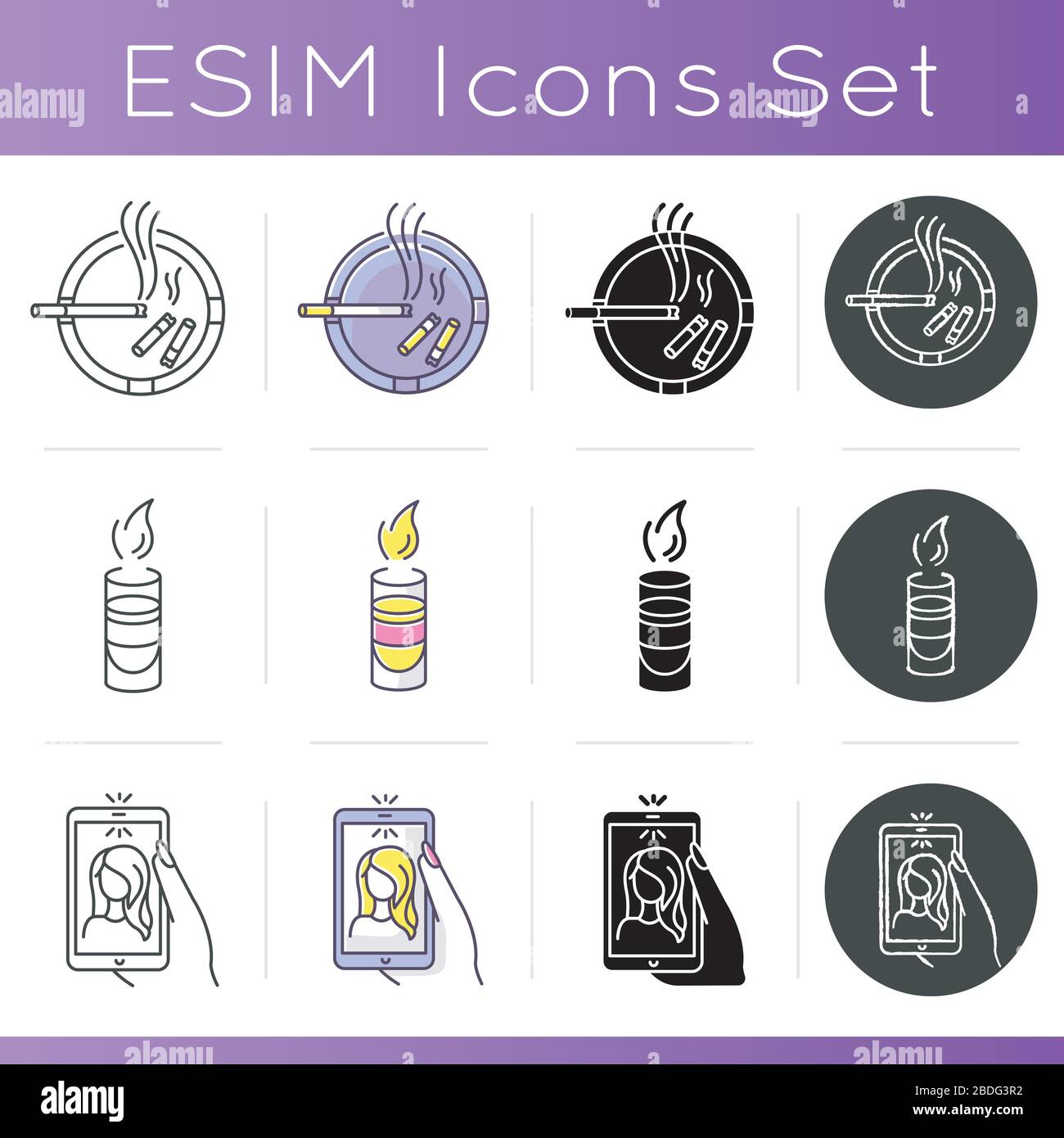 Clubbing icons set. Linear, black and RGB color styles. Night club ...