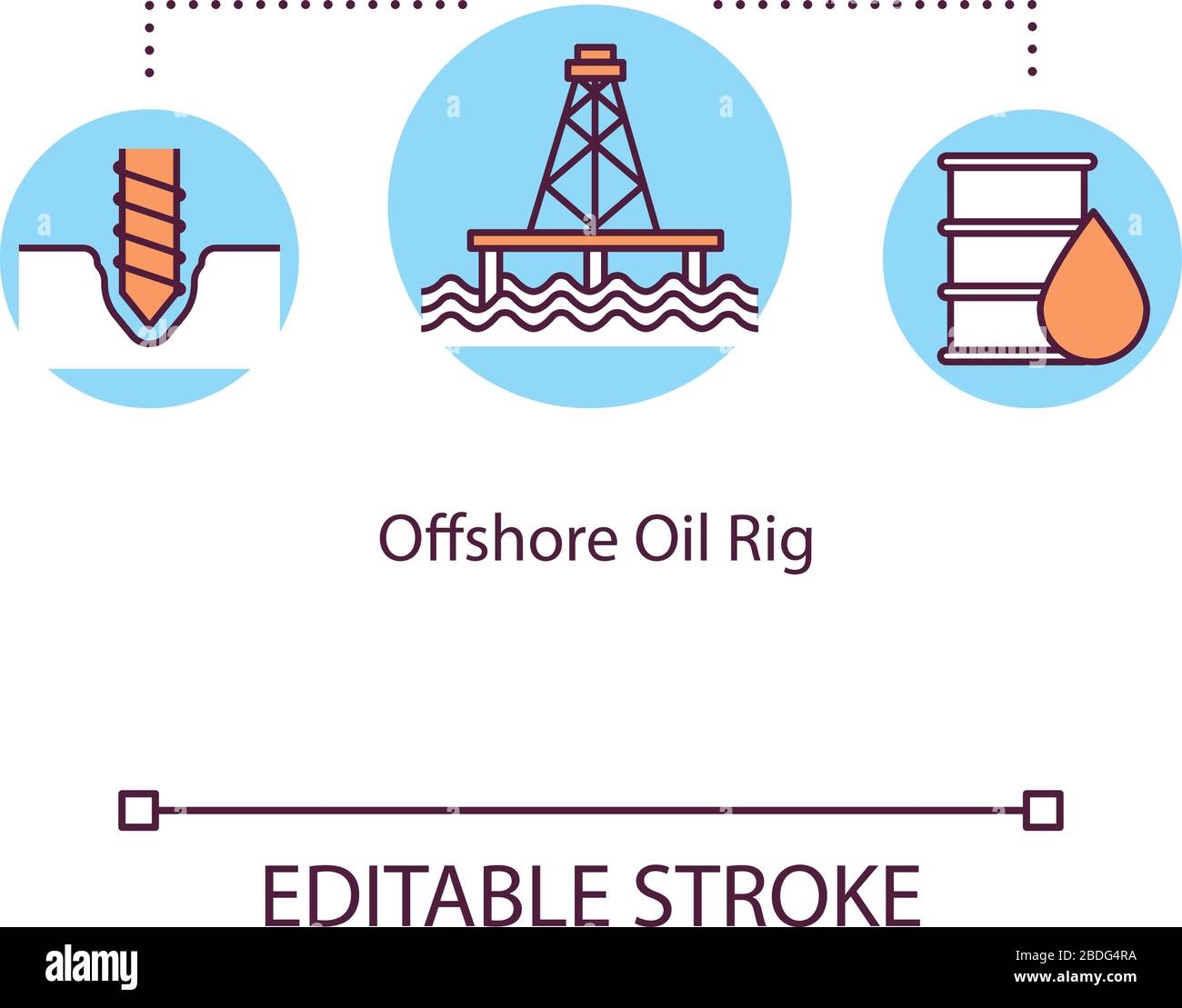 Offshore oil rig concept icon. Drilling in sea for petroleum. Marine ...