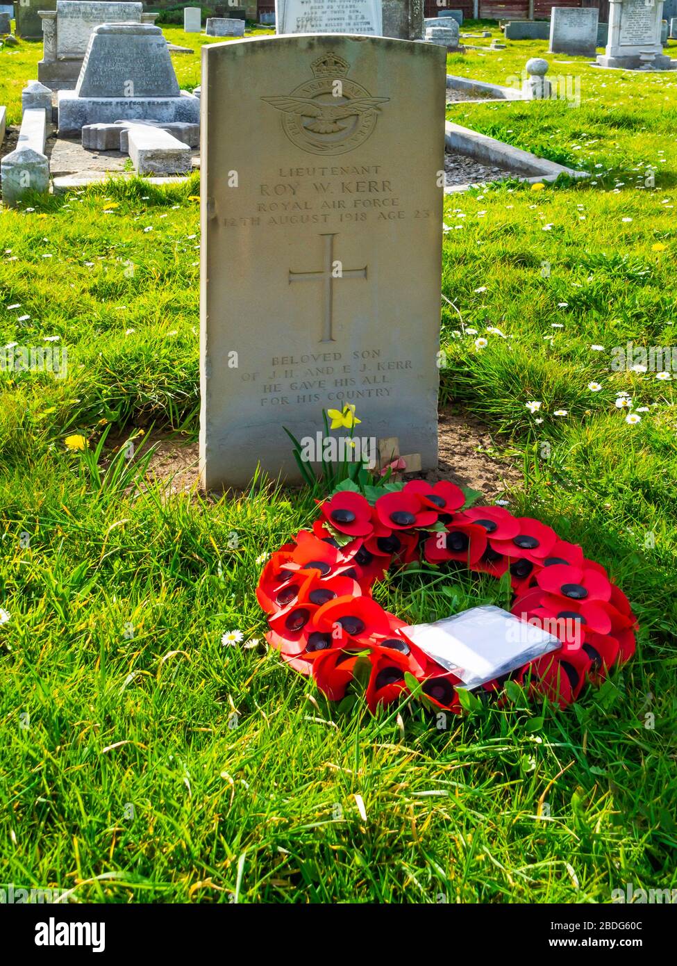 In Saint Germains cemetery gravestone for Lieutenant Roy W Kerr of the ...
