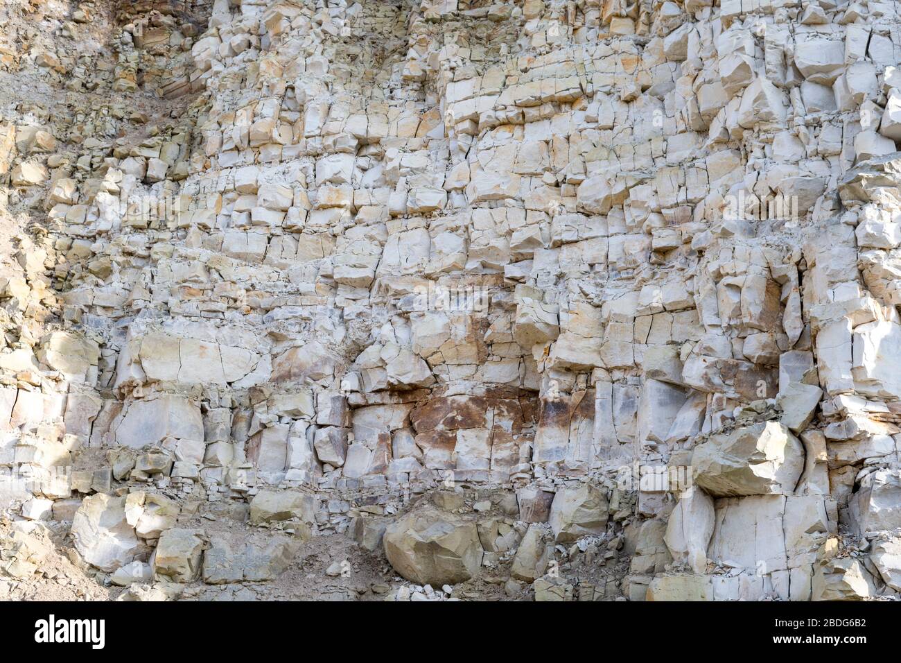 close up of outcrop of limestone rocks with visible effects of ...