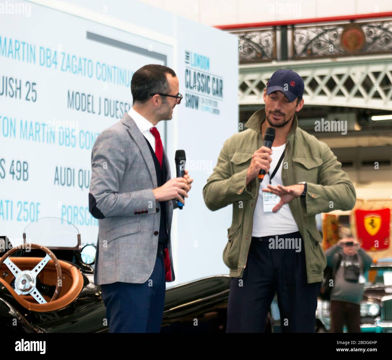David Gandy discussing his recently restored 1954, Jaguar XK120, with ...