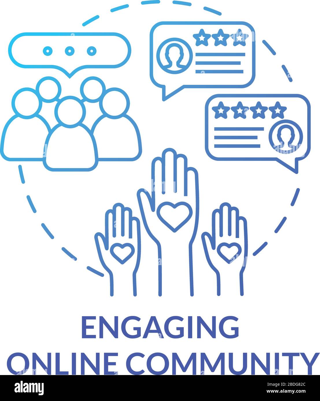 Engaging online community concept icon. Communication with audience ...