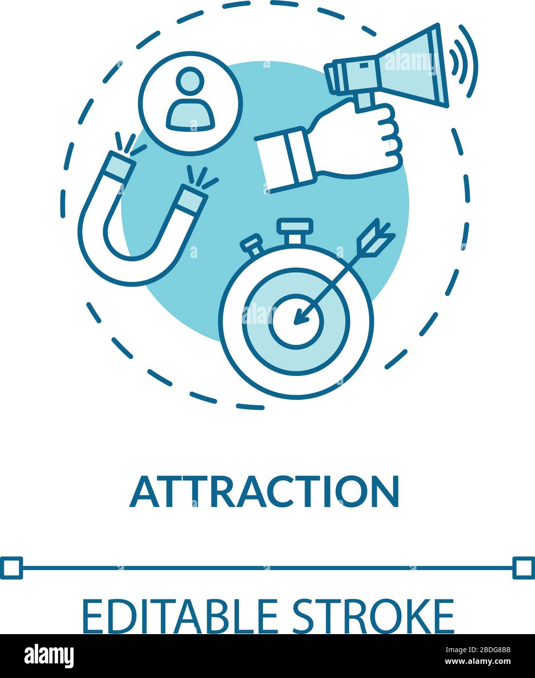 Attraction concept icon. Advertising strategies, customer base ...