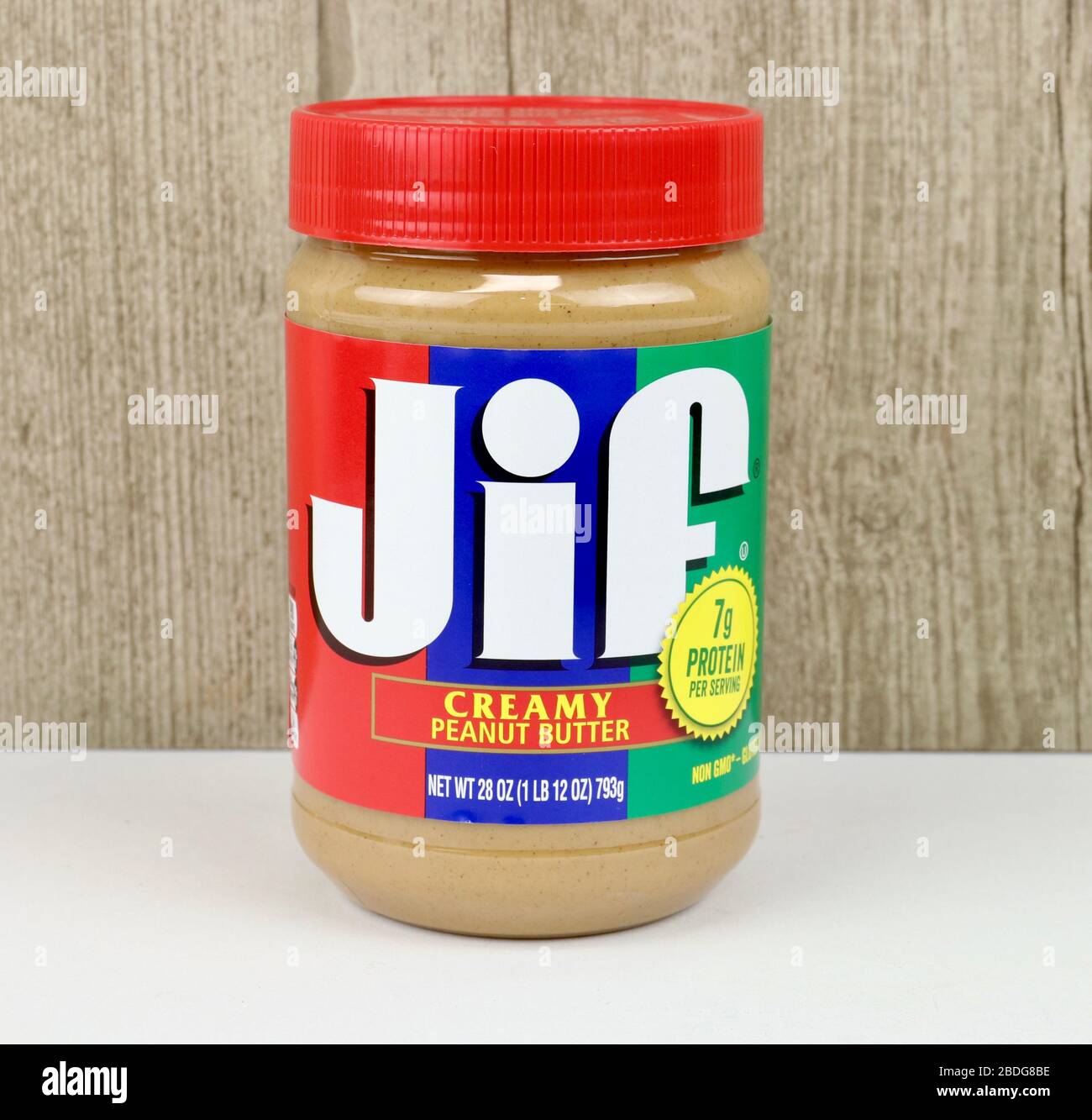 Spencer, Wisconsin, U.S.A. , April, 8, 2020 Jar of Jif Creamy Peanut ...