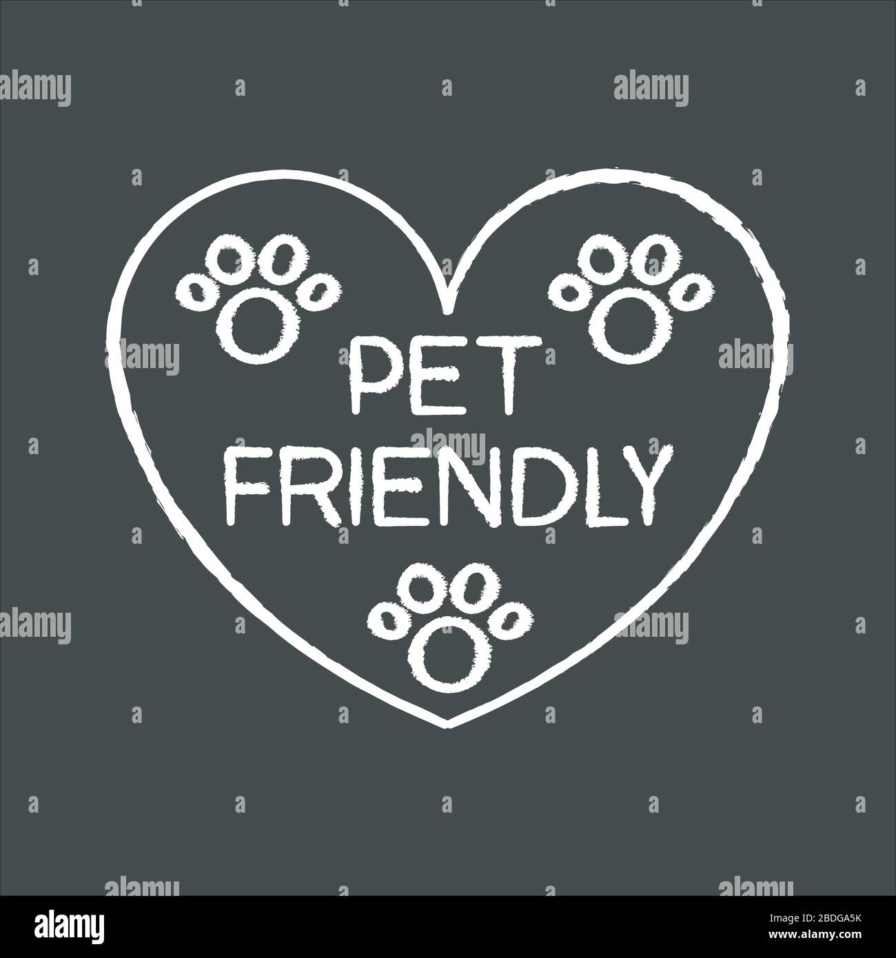 Pet friendly area sign chalk white icon on black background. Grooming ...