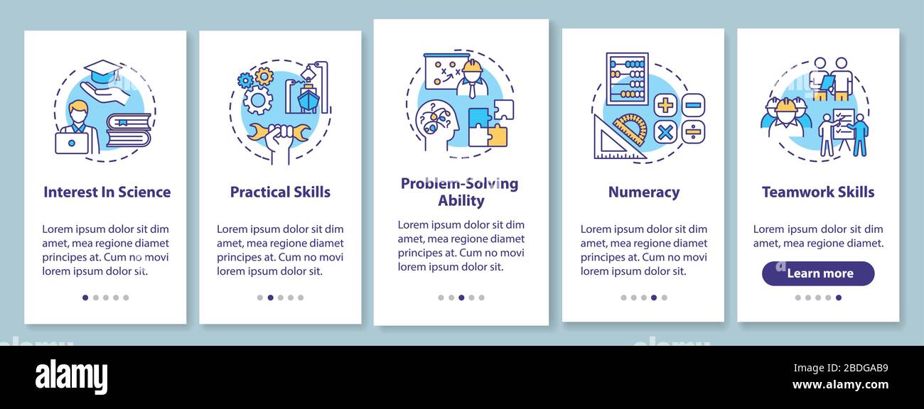 Marine engineer abilities onboarding mobile app page screen with ...