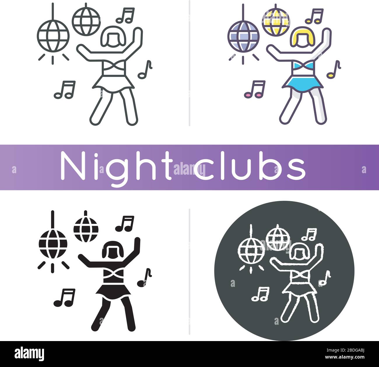 Go go dancer icon. Linear black and RGB color styles. Trendy night club ...