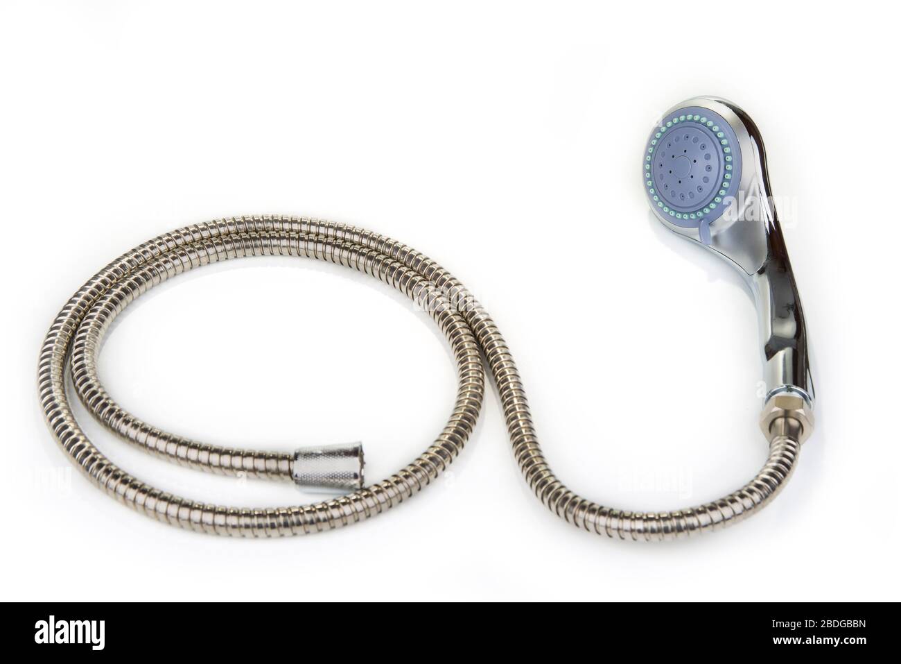 New silver shower head on a white background Stock Photo - Alamy