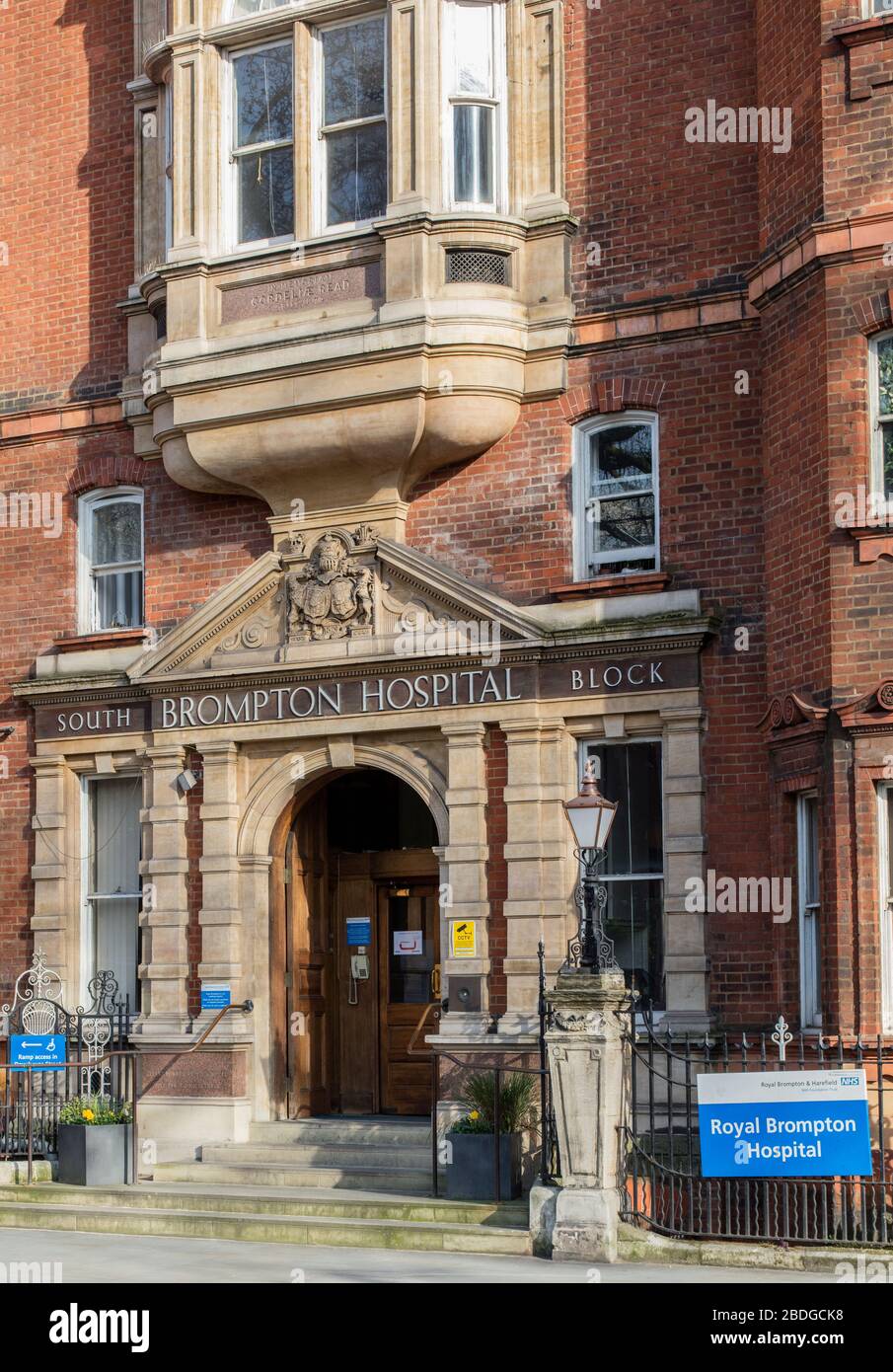 Frontage and main entrance of Royal Brompton Hospital, heart and lung ...
