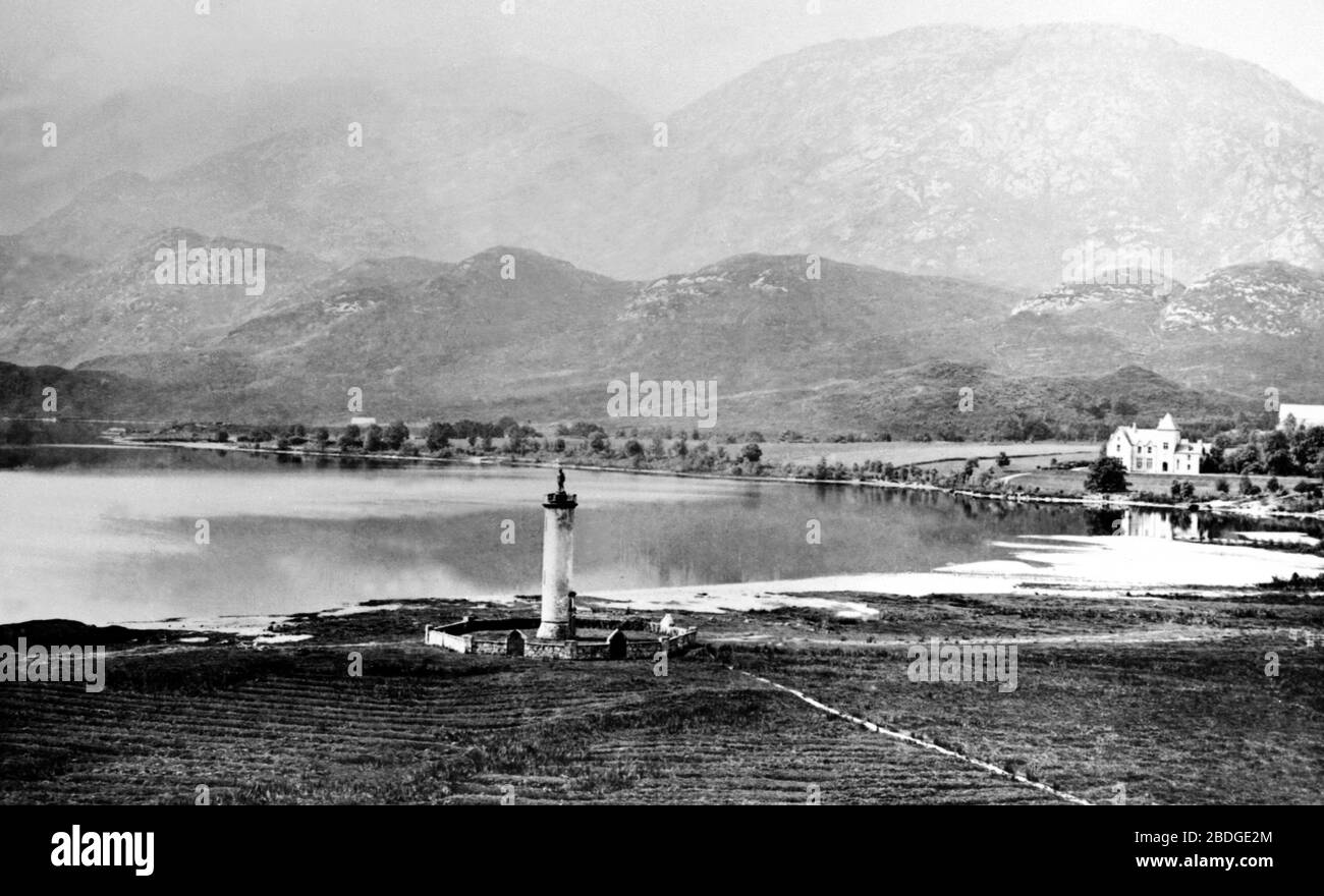 Loch Shiel, Prince Charlie's Monument 1890 Stock Photo - Alamy
