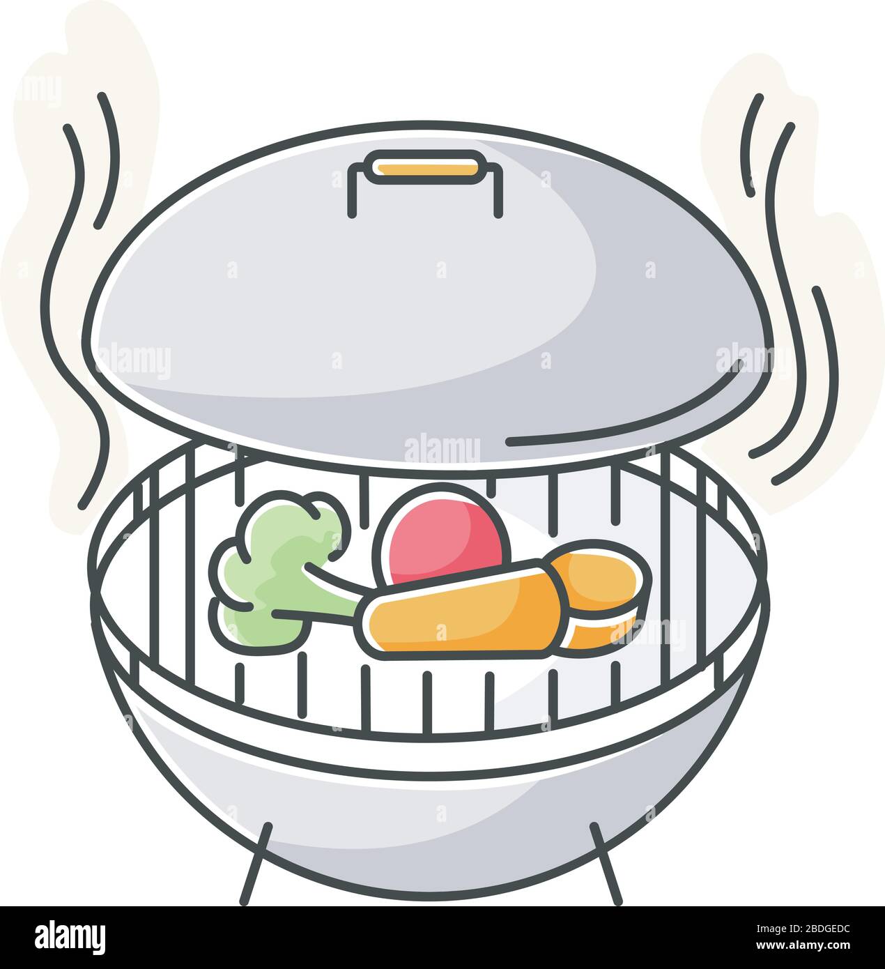 Grilling Rgb Color Icon Barbecue Preparation Process Cooking Food On Heated Grid Culinary