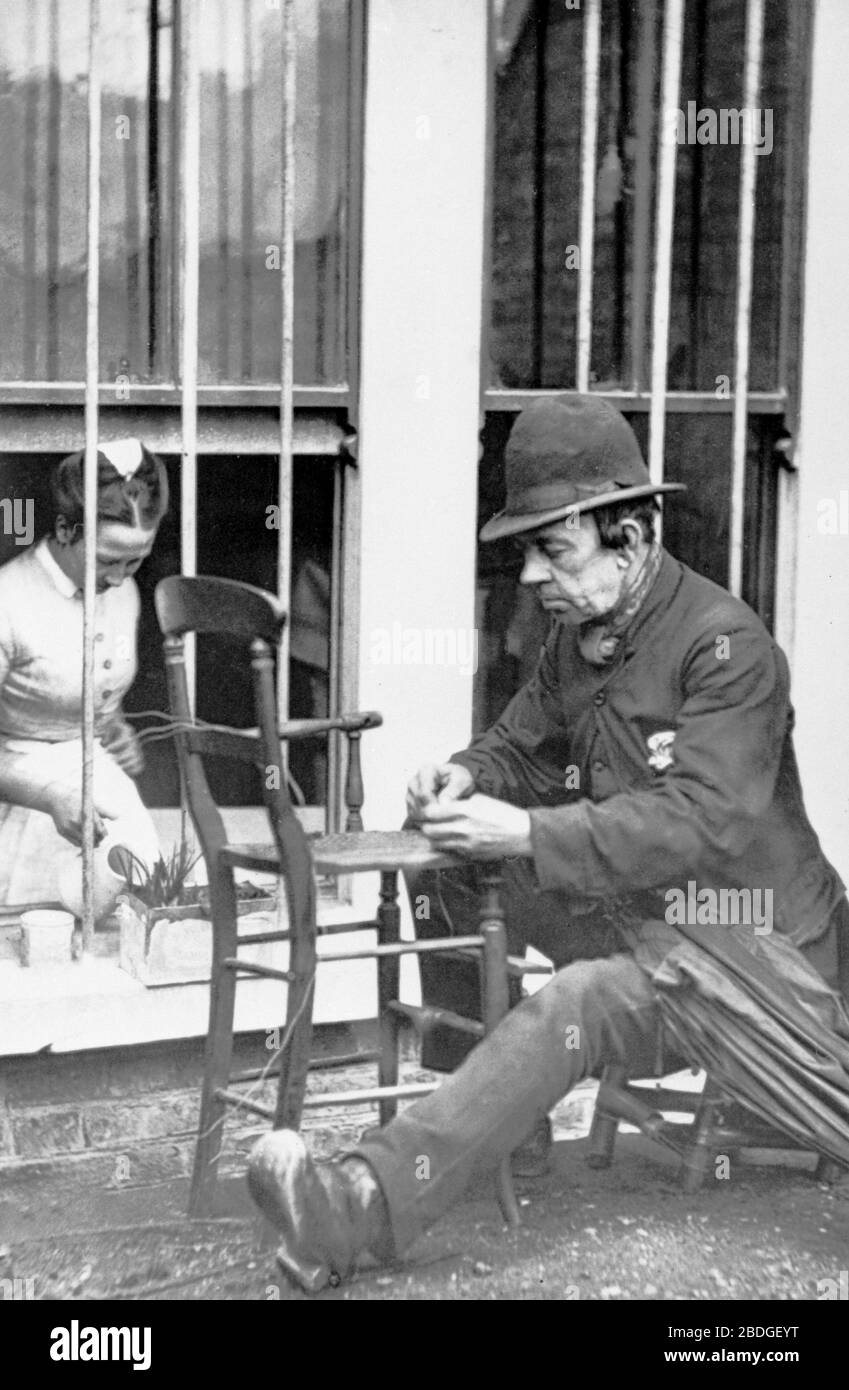 London, A Chair Mender 1877 Stock Photo - Alamy