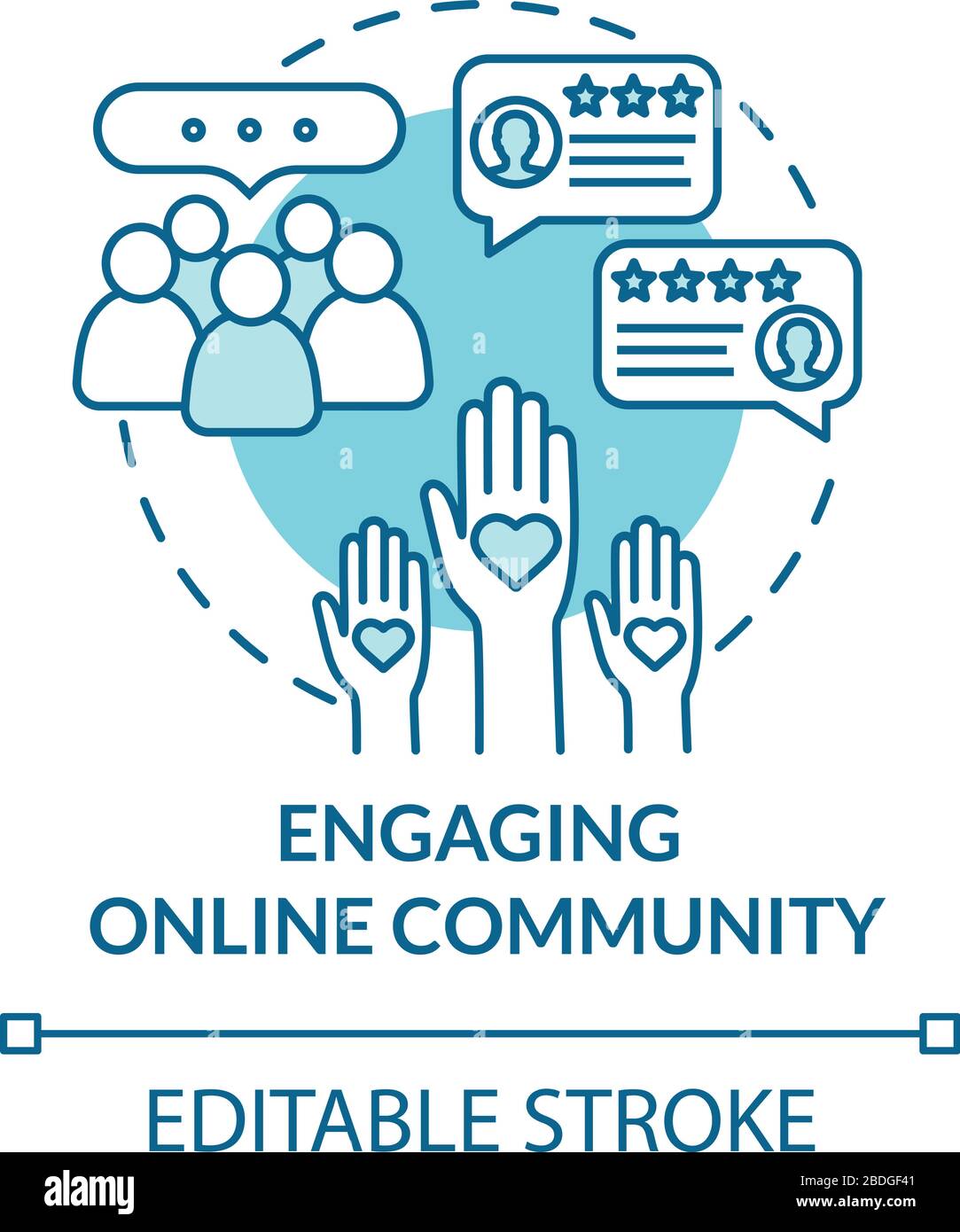 Engaging online community concept icon. Communication with audience ...