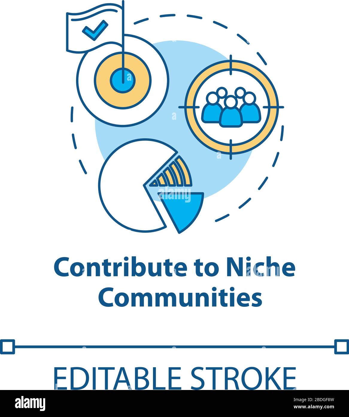 Contribution to niche communities concept icon. Target marketing idea ...