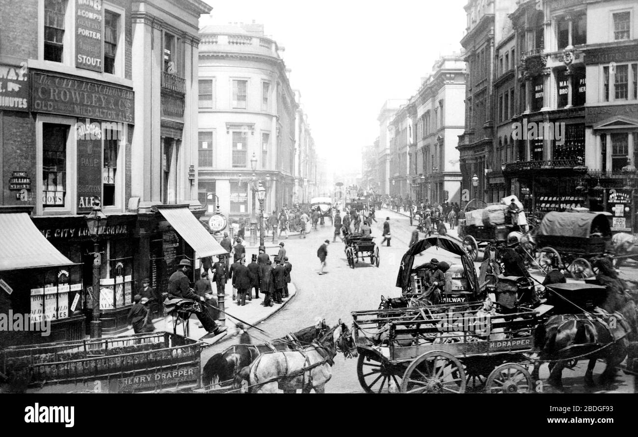 London, King William Street 1880 Stock Photo - Alamy