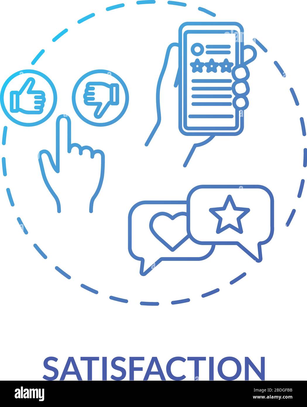 Satisfaction concept icon. Social approval rates, brand credibility ...