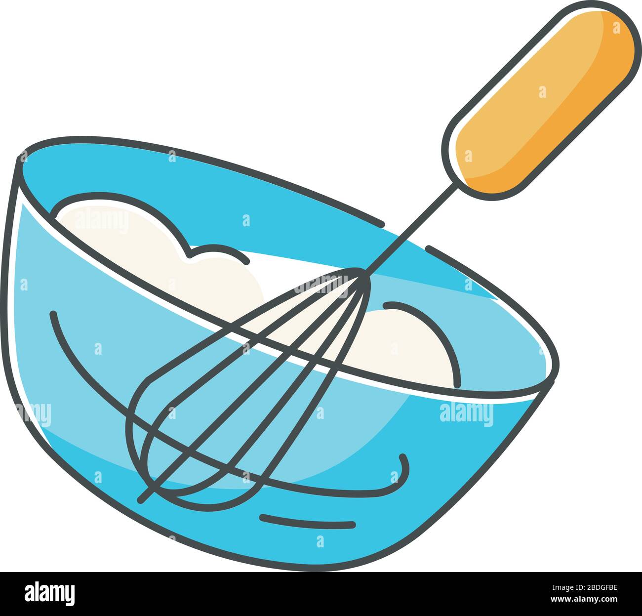 Whipping RGB color icon. Whipped cream preparation process, delicious ...